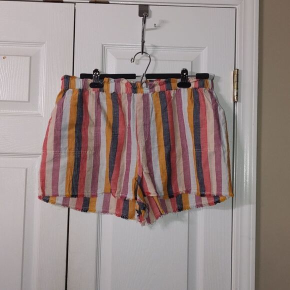 True Craft | Shorts | True Craft Stripedelastic Waist Linen Blend ...